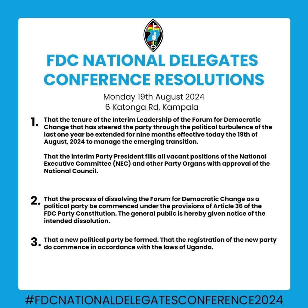 FDC Katonga Faction Issues Notice to Dissolve Party | The Source Reports